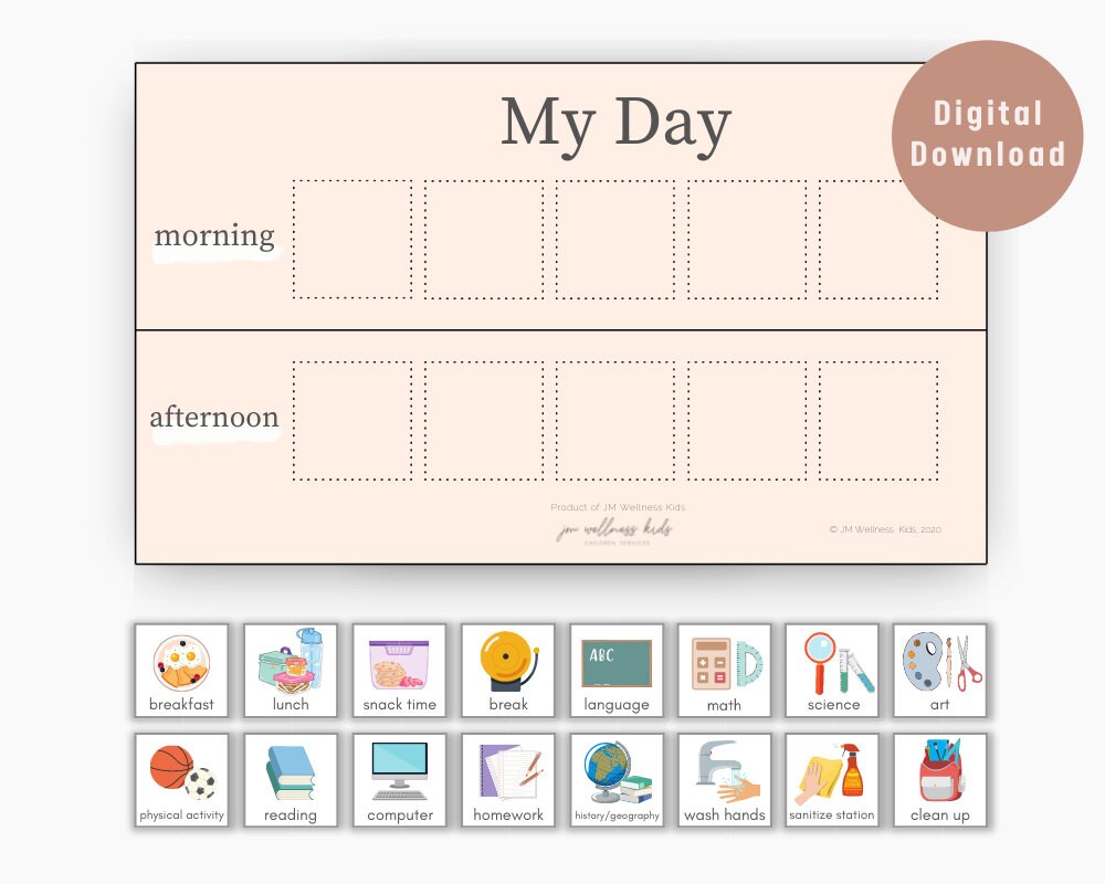 Printable School Day Visual Schedule for Kids peach - Etsy Canada