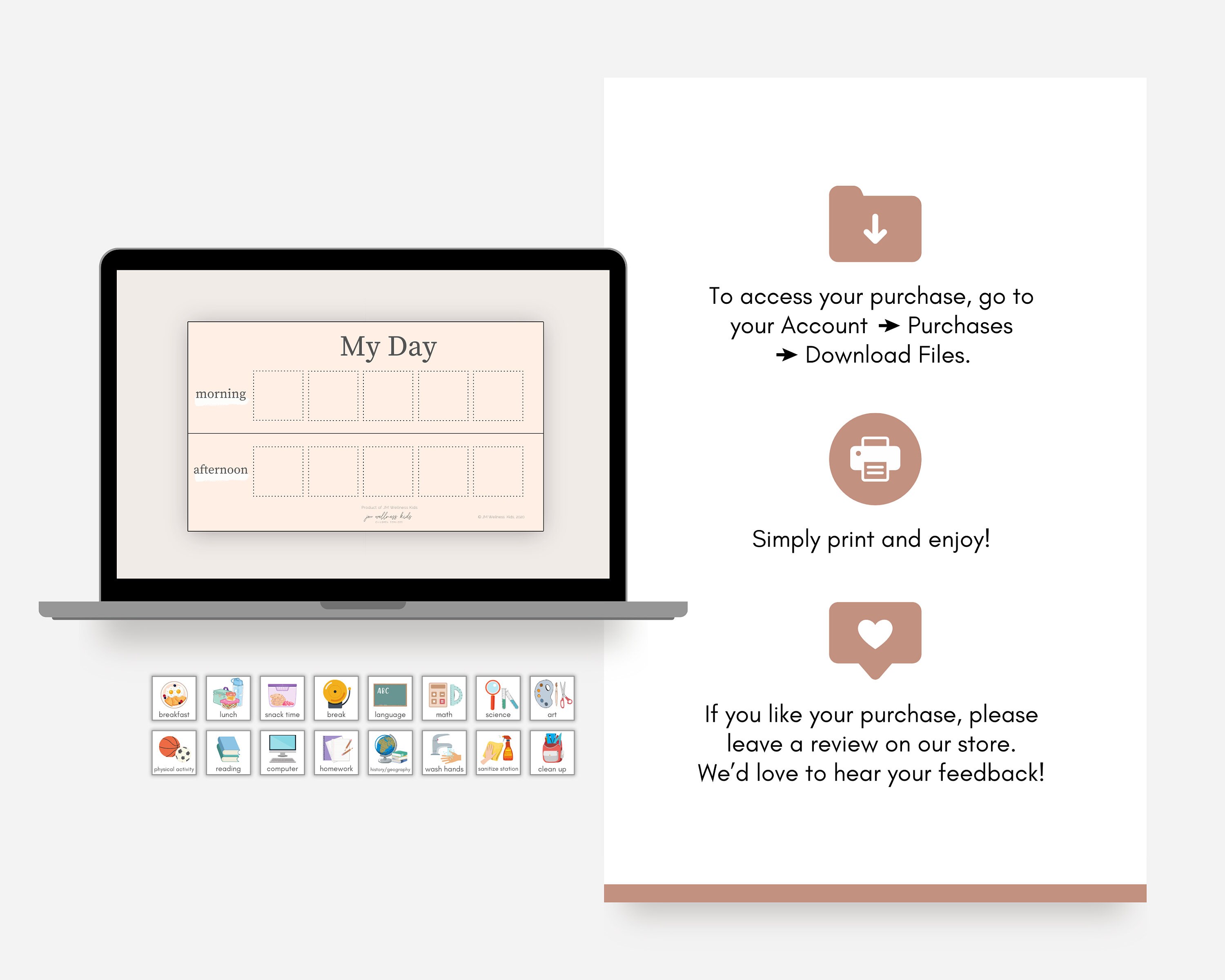 Printable School Day Visual Schedule for Kids (peach) - Etsy Canada