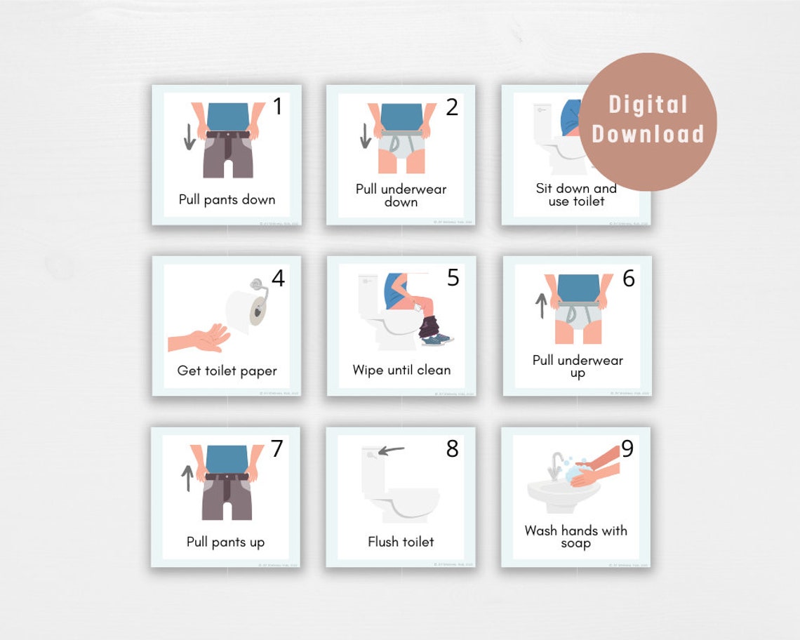 Printable Bathroom Routine and Toilet/potty Training Flash - Etsy Canada