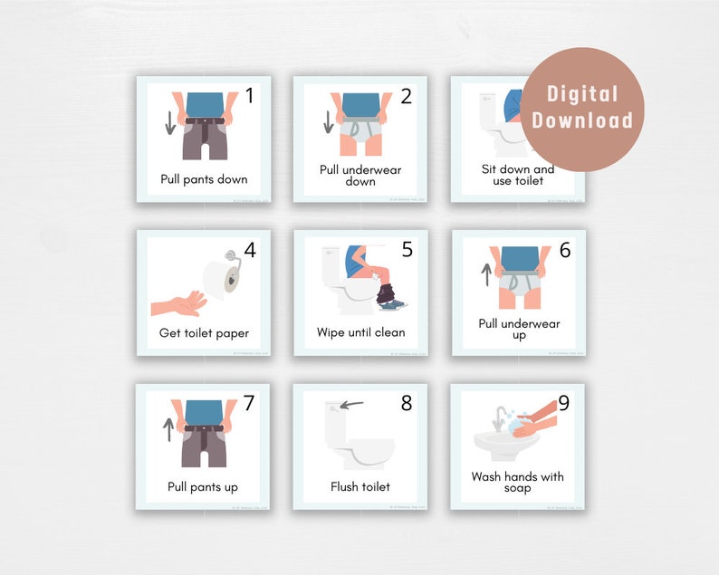 Printable Bathroom Routine and Toilet/potty Training Flash - Etsy