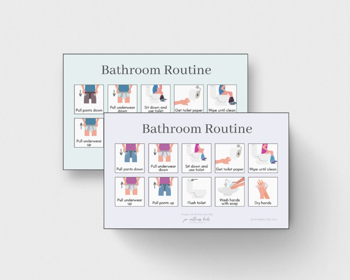 Printable Bathroom Routine and Toilet/potty Training Visual (lilac) - Etsy