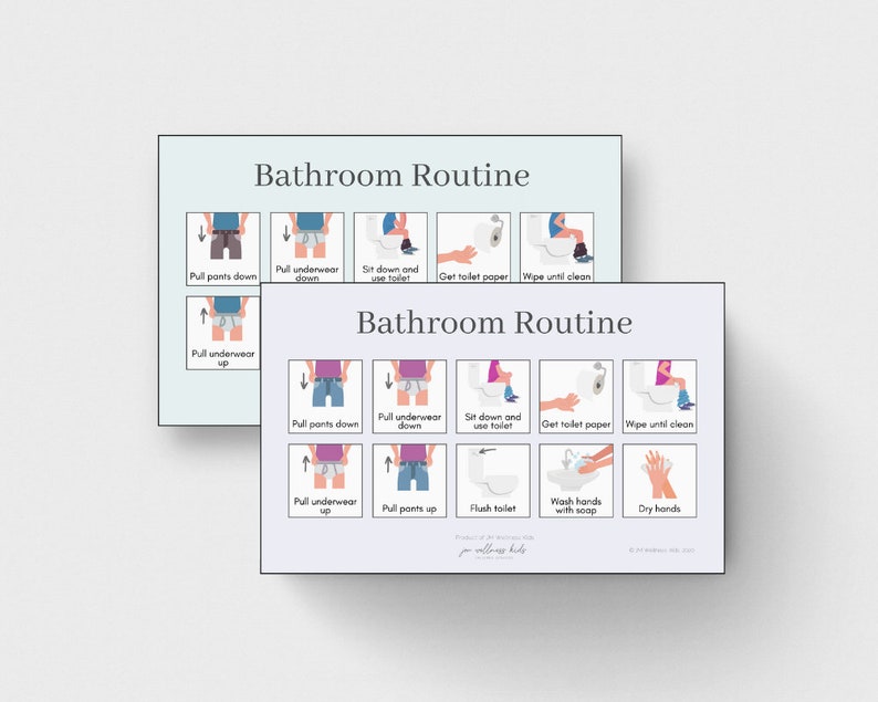 Printable Bathroom Routine and Toilet/potty Training Visual (lilac) - Etsy