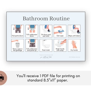Printable Bathroom Routine and Toilet/potty Training Visual (blue) - Etsy
