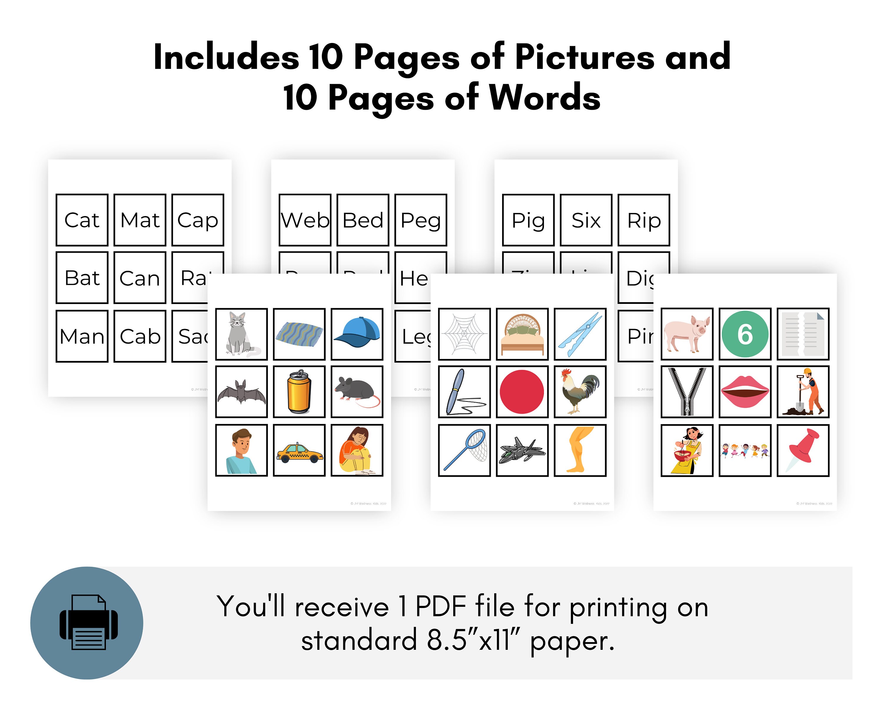 Middle Sound Sorting Printable Activity Cards - Etsy