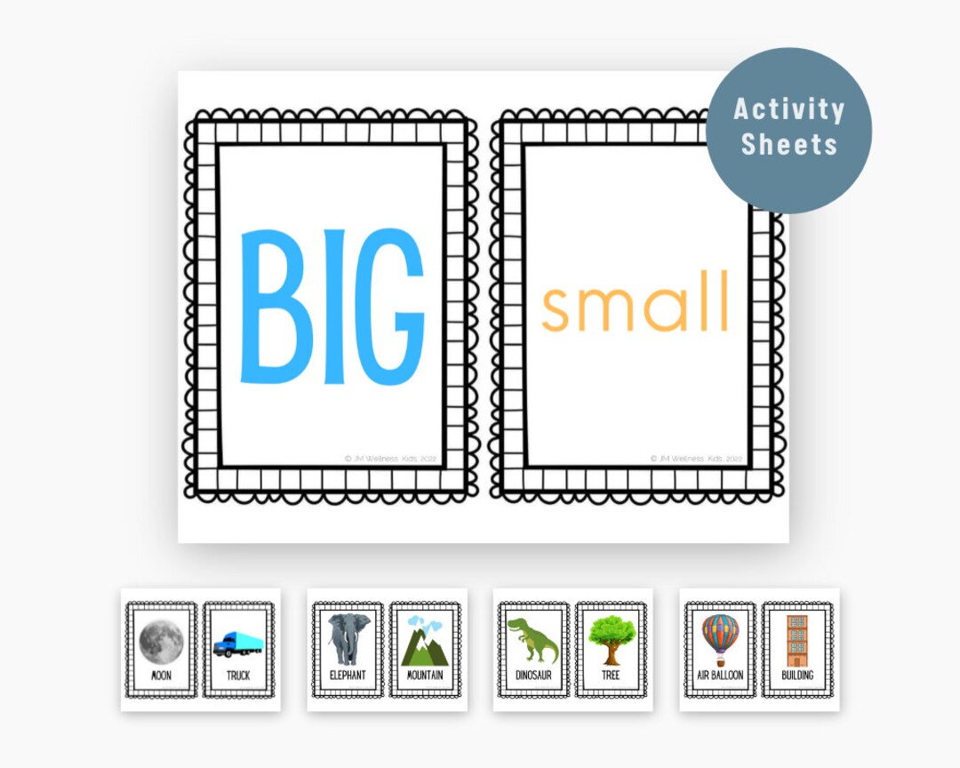 Printable Big Vs. Small Flash Cards - Etsy Canada
