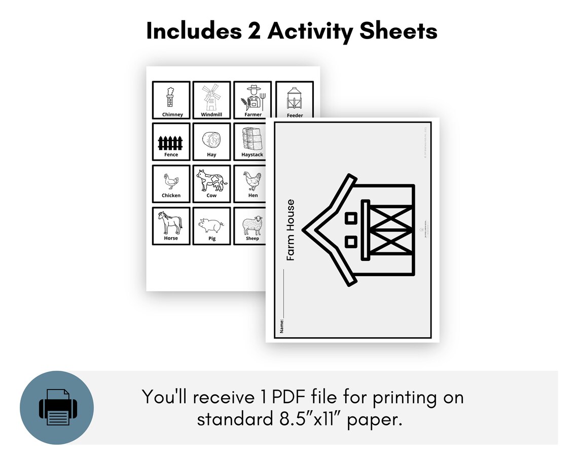 Printable Farm House Activity Sheets - Etsy