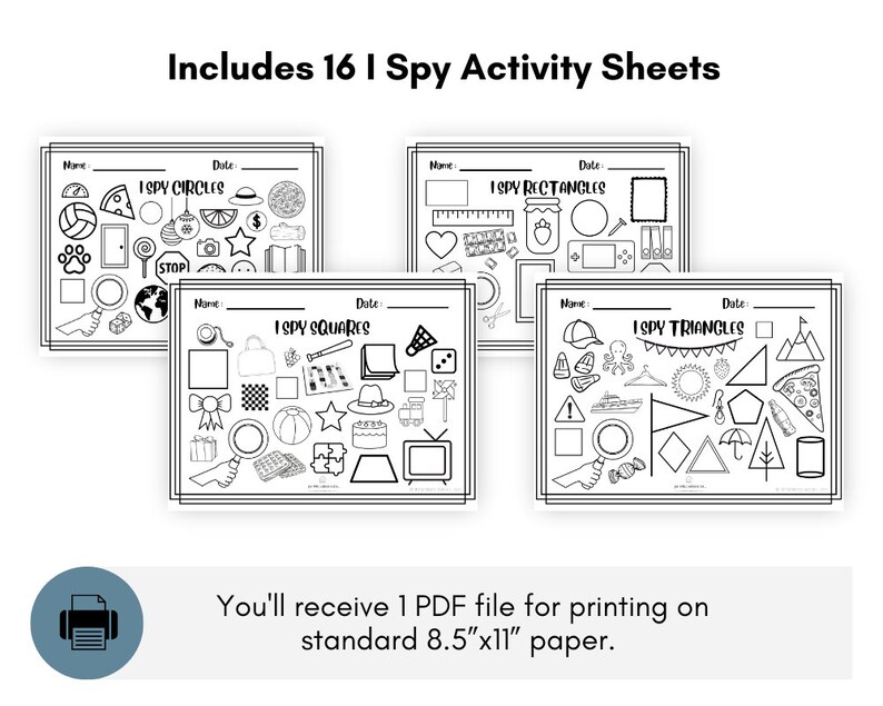 I Spy Shapes Printable Worksheets - Etsy