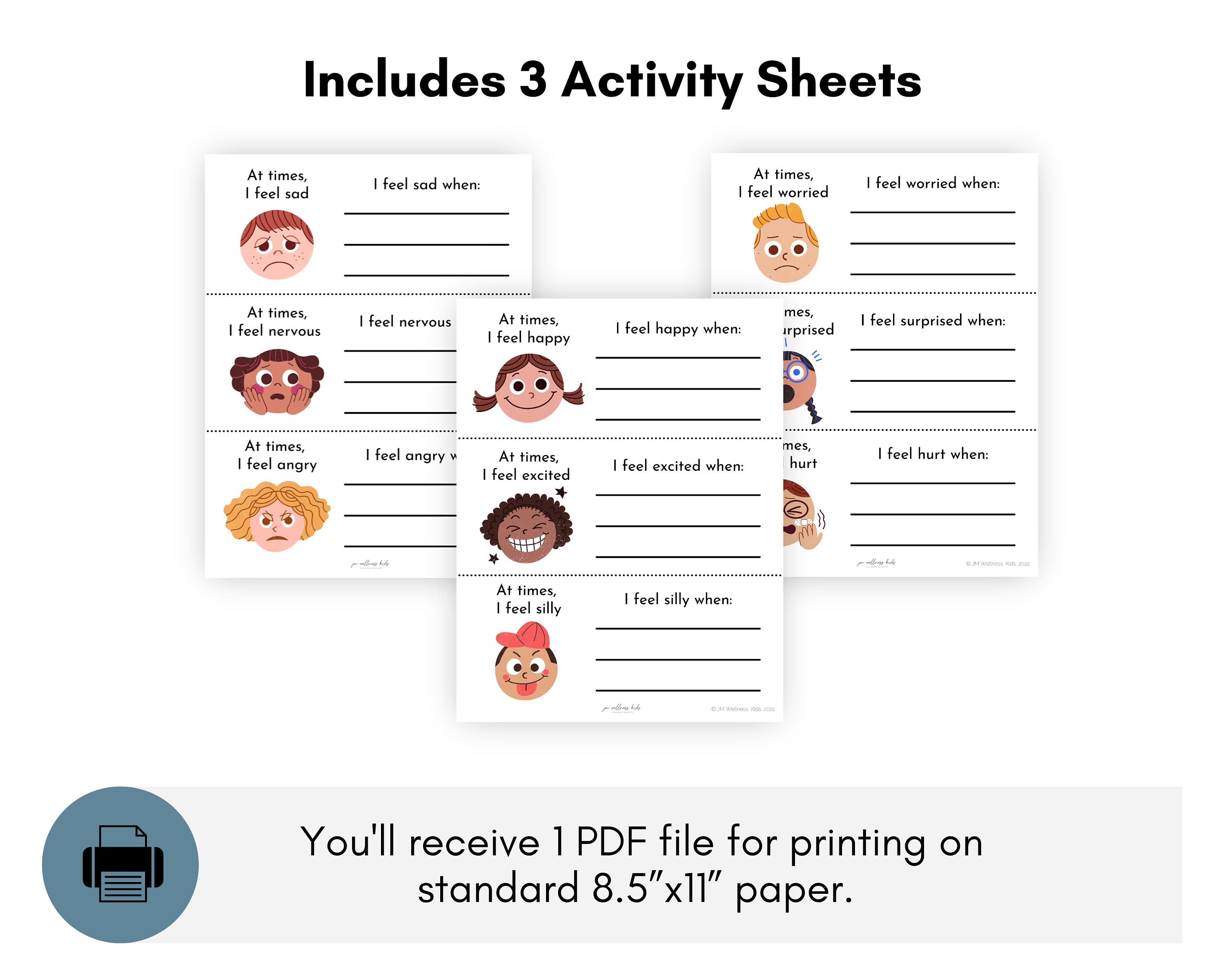 Printable Feelings Activity Sheets - Etsy