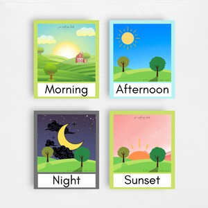 Tarjetas didácticas imprimibles sobre el tiempo y la hora del día ...