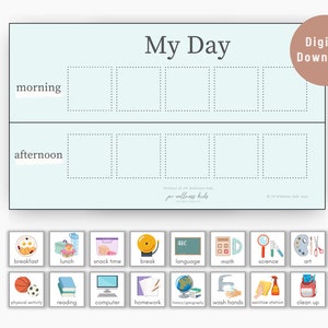 Printable School Day Visual Schedule for Kids mint - Etsy