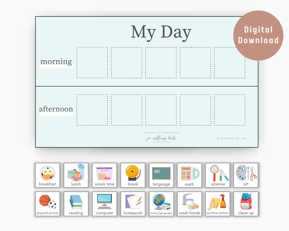 Printable School Day Visual Schedule for Kids mint - Etsy Canada