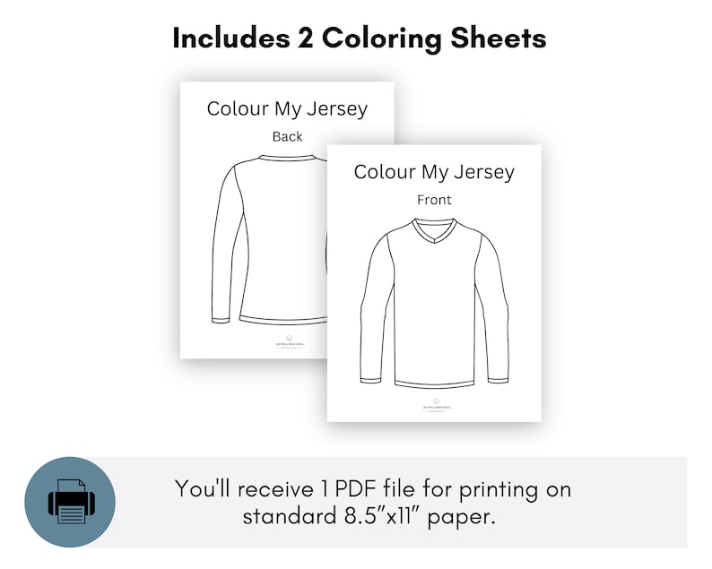 Hockey Jersey Printable Coloring Activity Sheets - Etsy