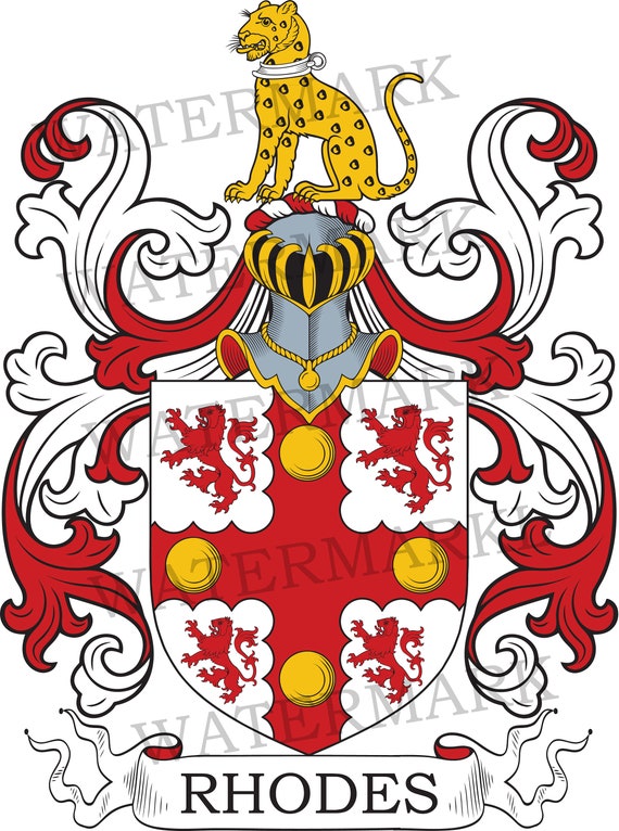 Rhodes Family Crest Digital Download Rhodes Coat of Arms - Etsy