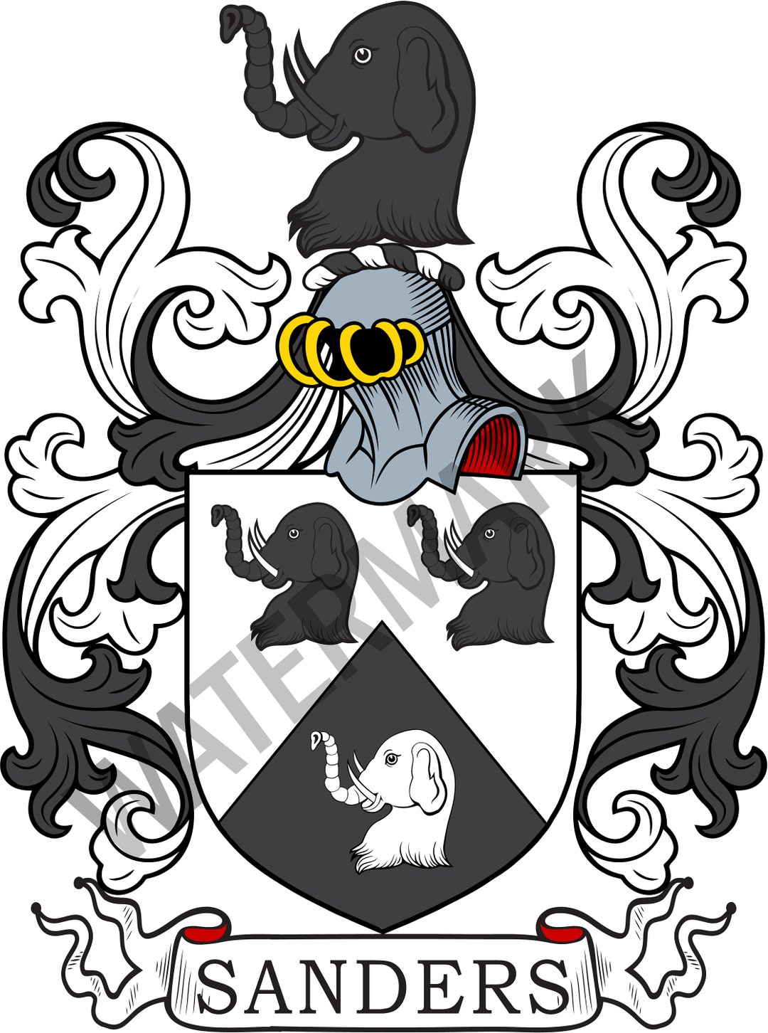 Sanders Family Crest - Digital Download - Sanders Coat of Arms JPG File ...