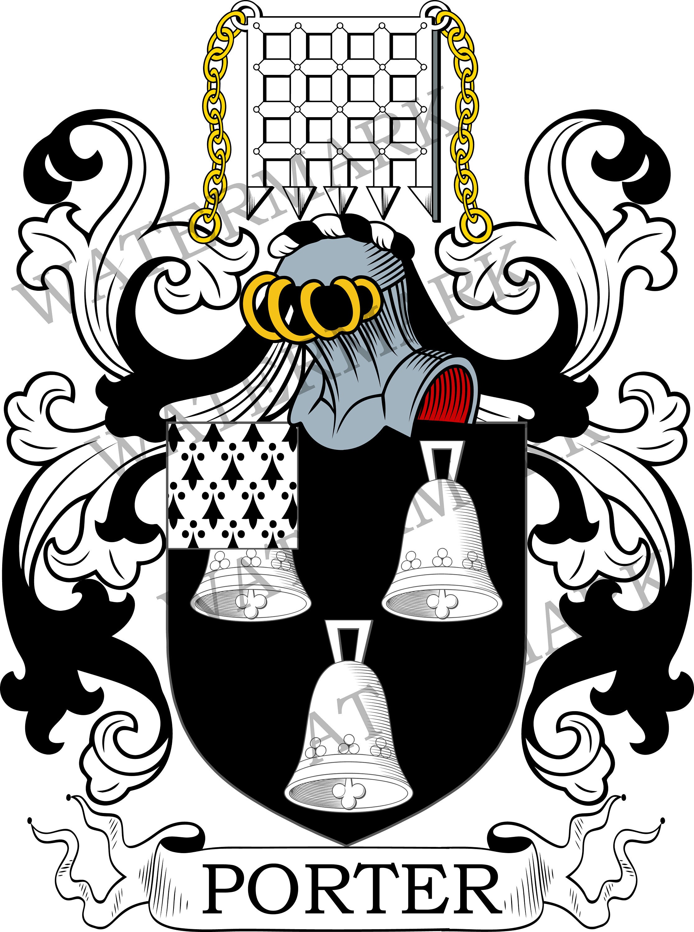 Porter Family Crest Digital Download Porter Coat of Arms JPG File ...