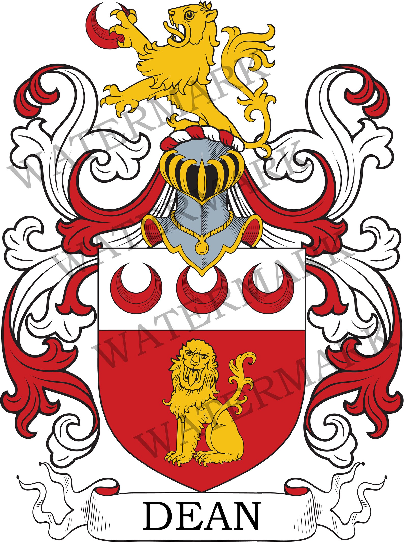 Dean Family Crest (england) - Digital Download - Dean Coat of Arms JPG ...