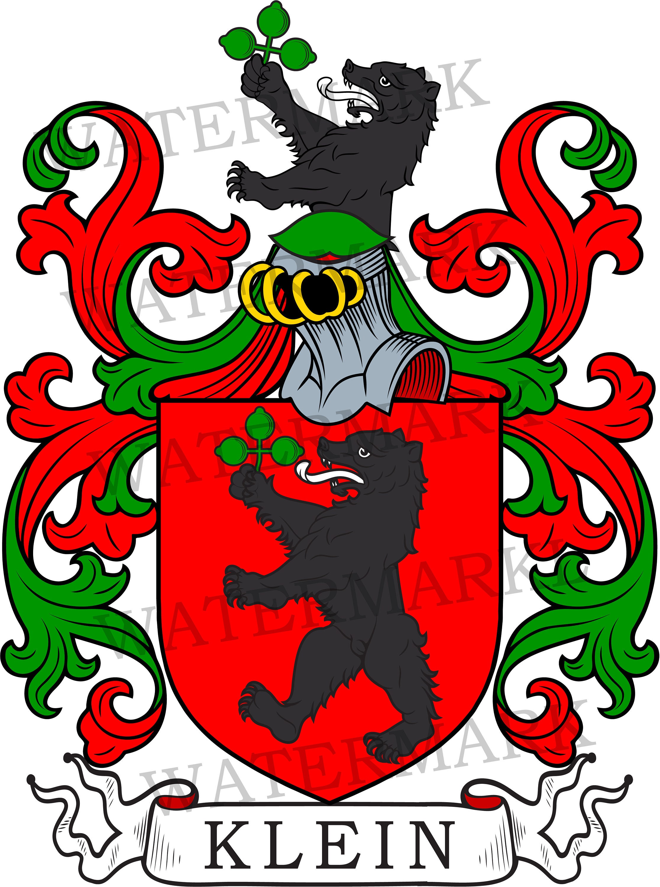 Klein Family Crest - Digital Download - Klein Coat of Arms JPG File ...