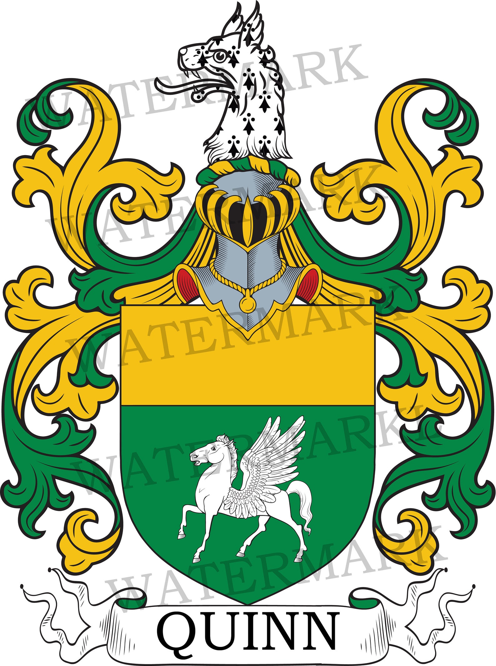 Quinn Family Crest - Digital Download - Quinn Coat of Arms JPG File ...