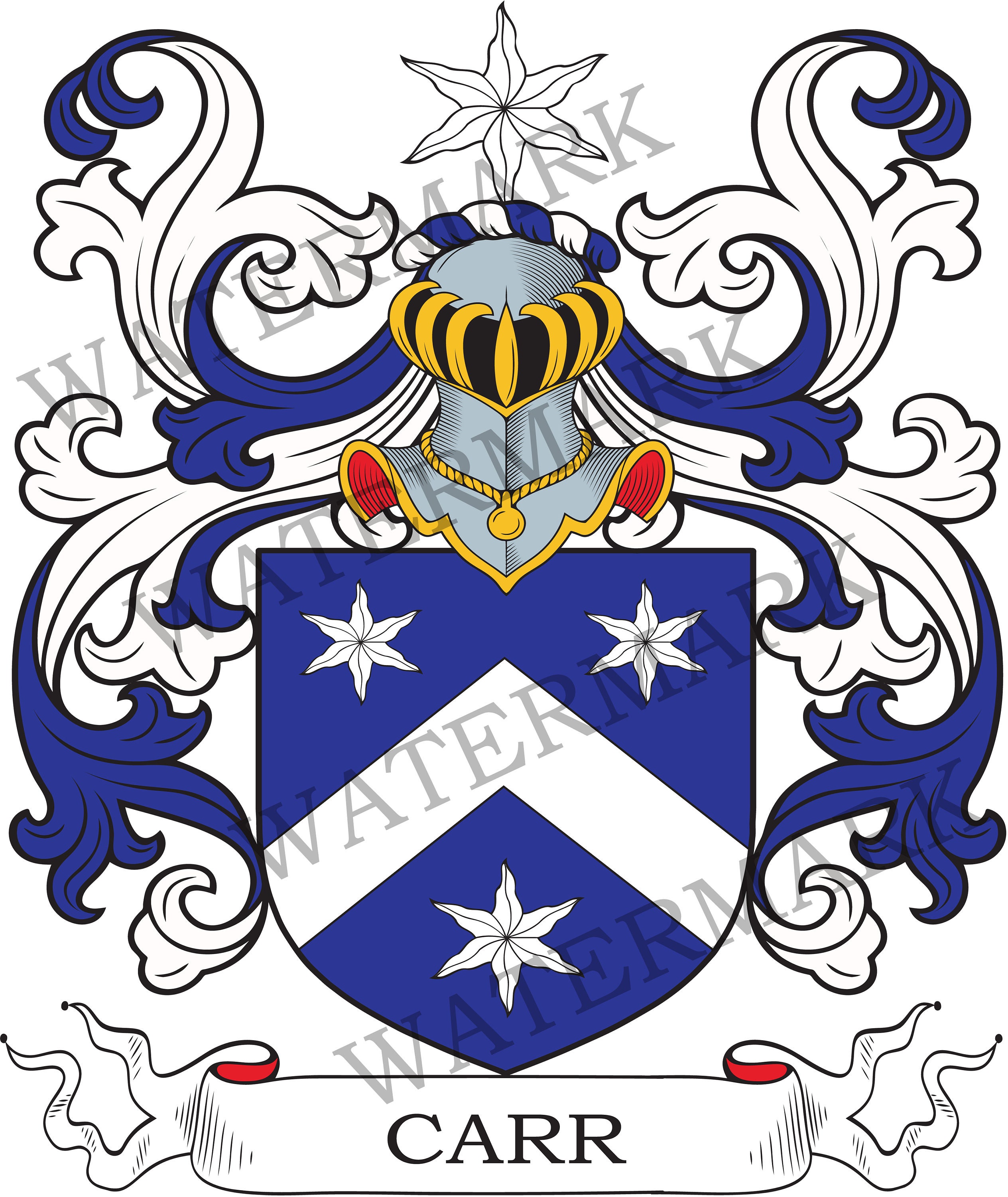 Carr Family Crest - Digital Download - Carr Coat of Arms JPG File ...