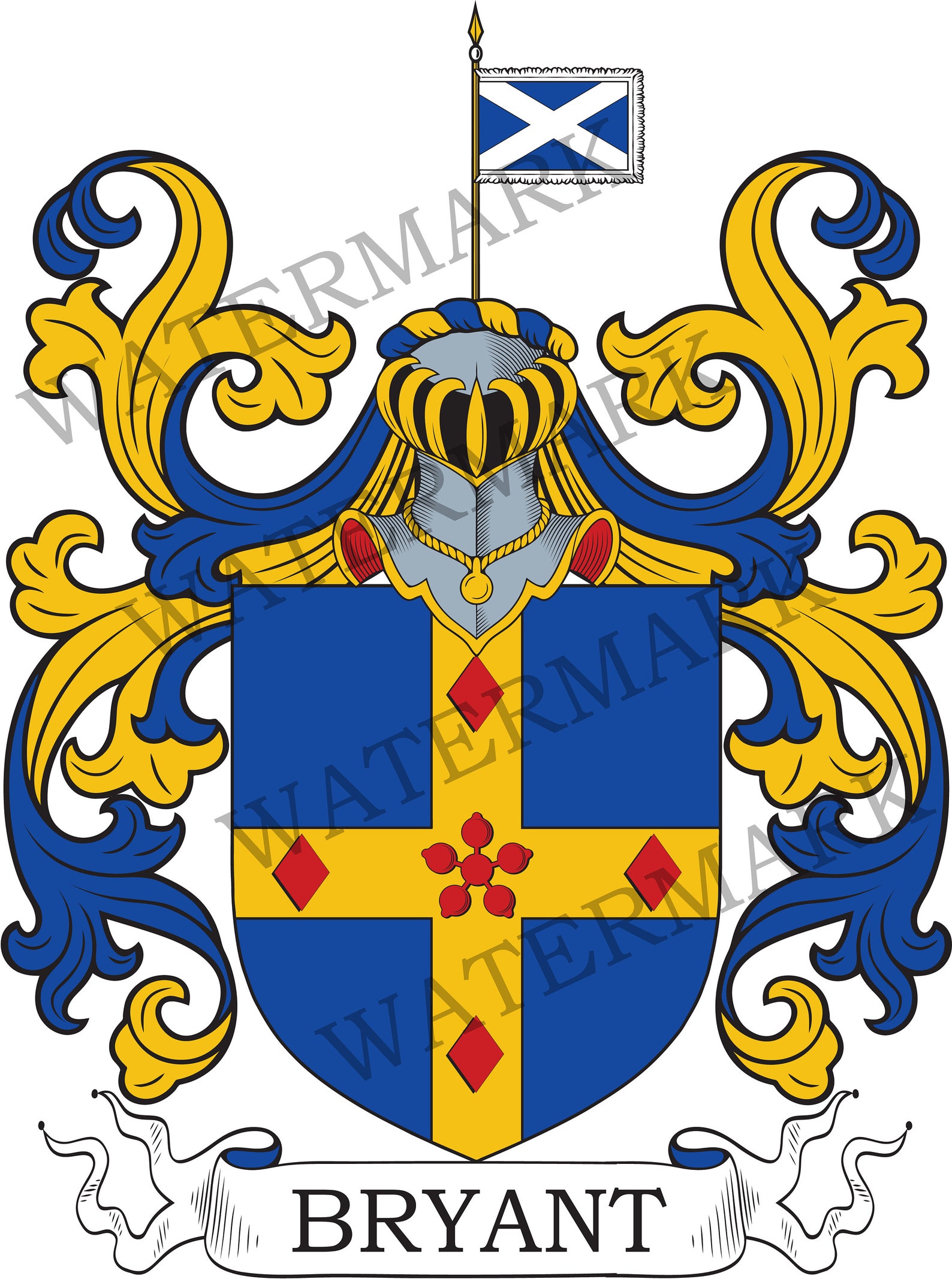 Bryant Family Crest - Digital Download - Bryant Coat of Arms JPG File ...