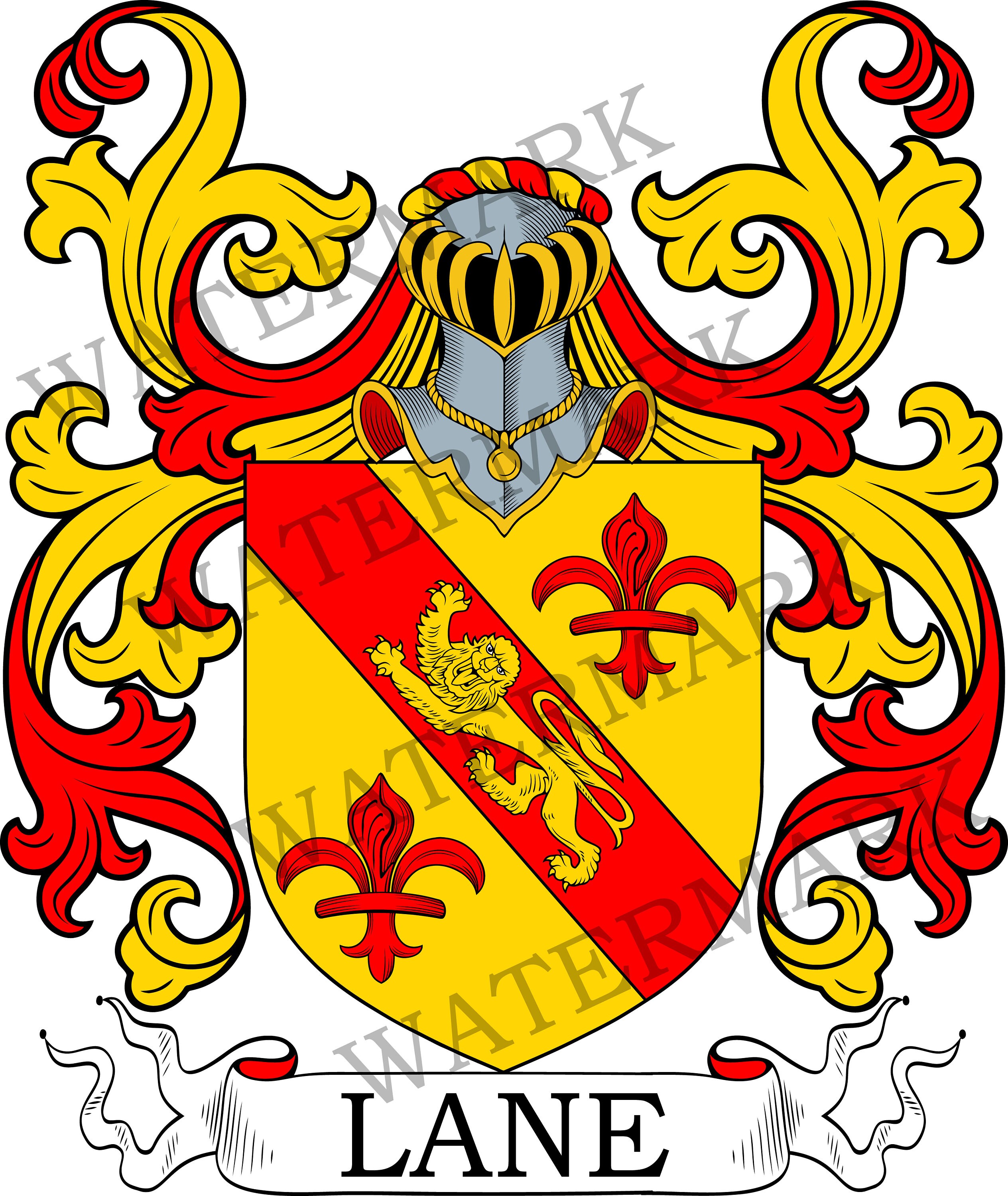 Lane Family Crest ireland Digital Download Lane Coat of Arms JPG File ...