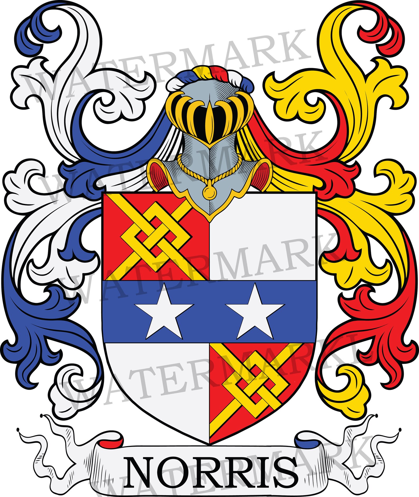 Norris Family Crest Digital Download Norris Coat of Arms JPG File ...