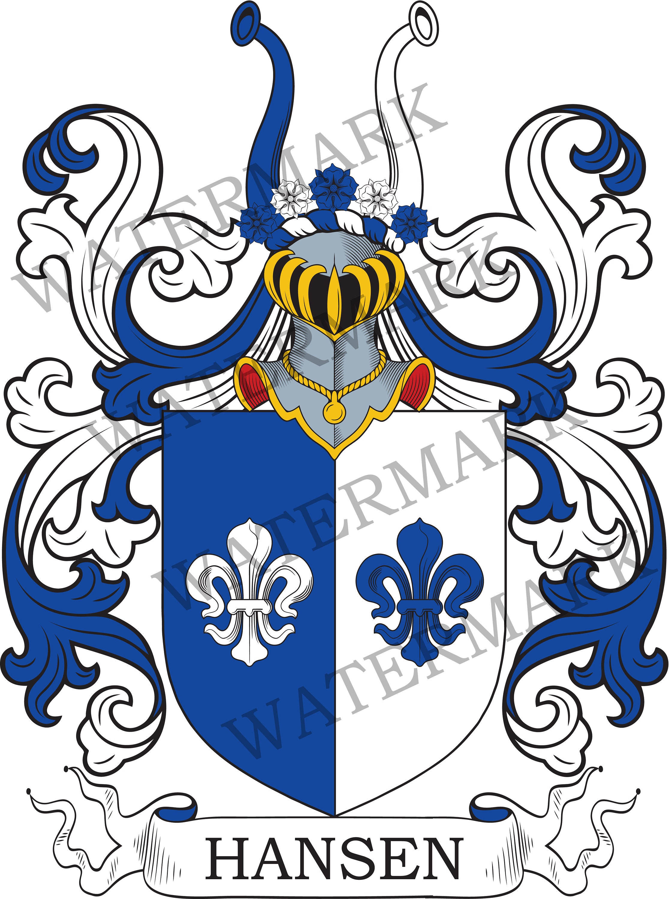 Hansen Family Crest Digital Download Hansen Coat of Arms JPG File ...