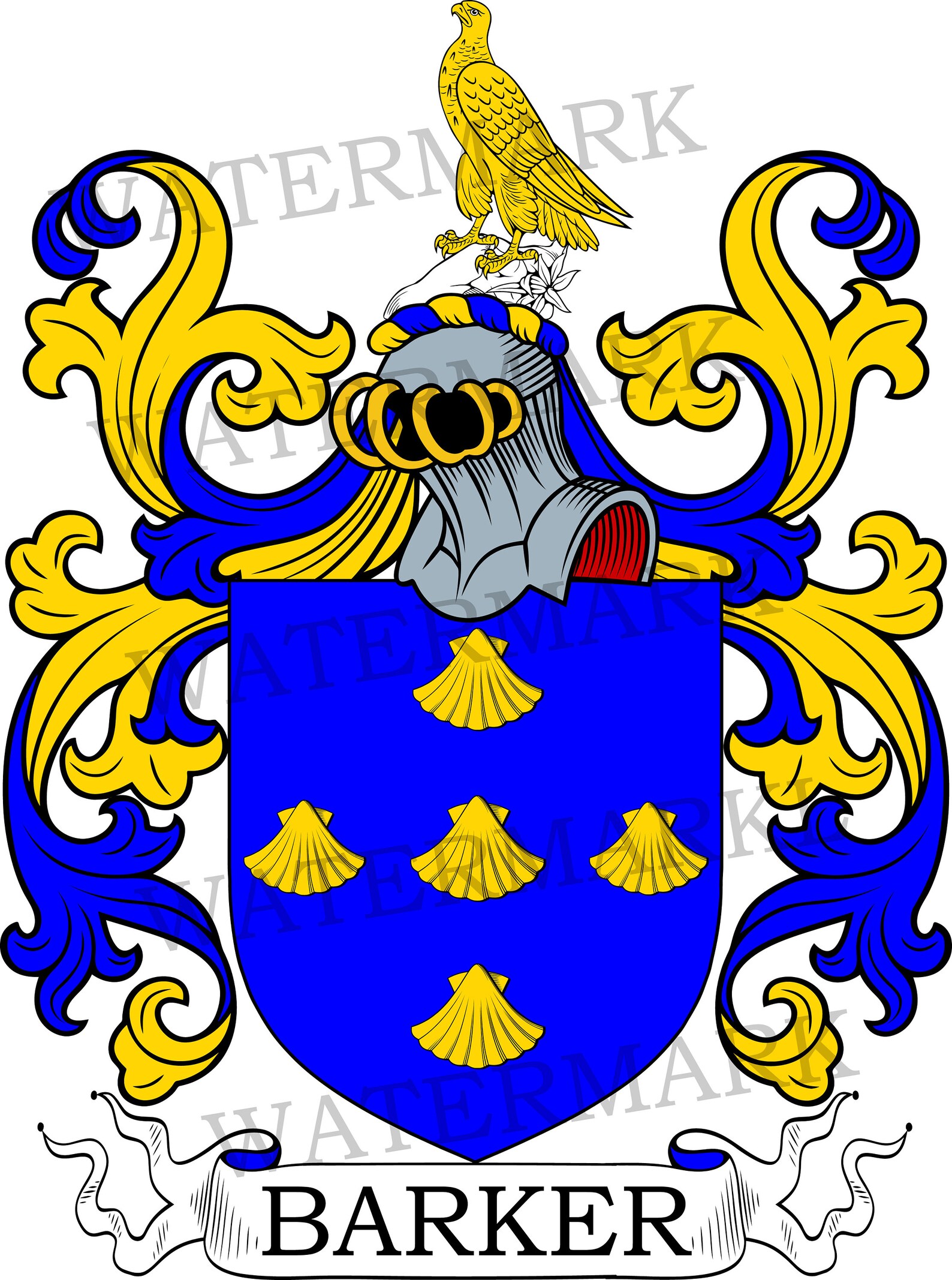 Barker Family Crest alt Digital Download Barker Coat of Arms JPG File ...