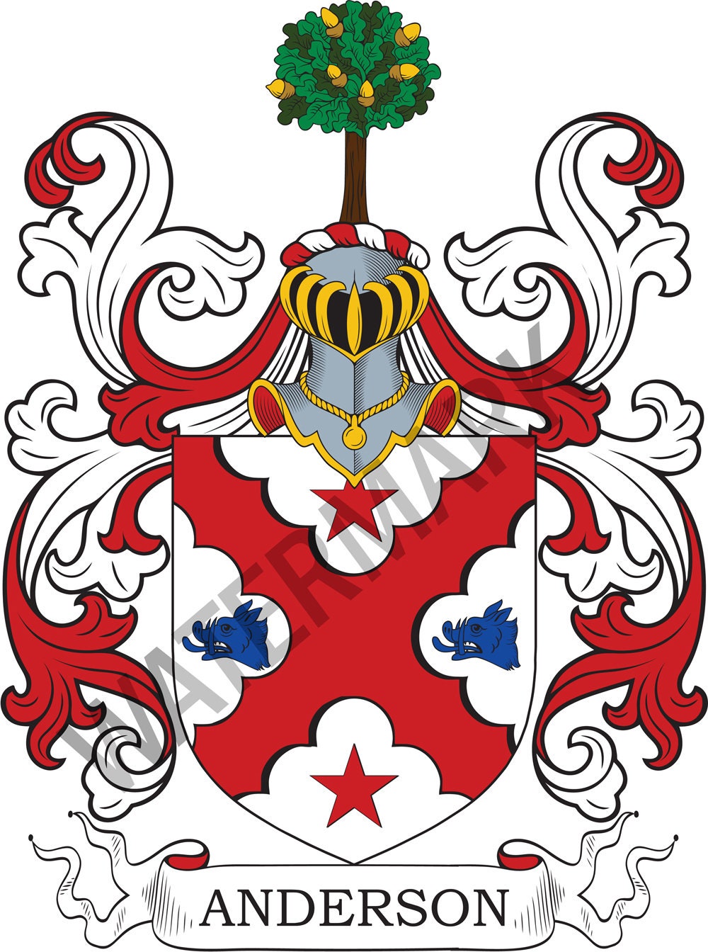 Anderson Family Crest - Digital Download - Anderson Coat of Arms JPG ...