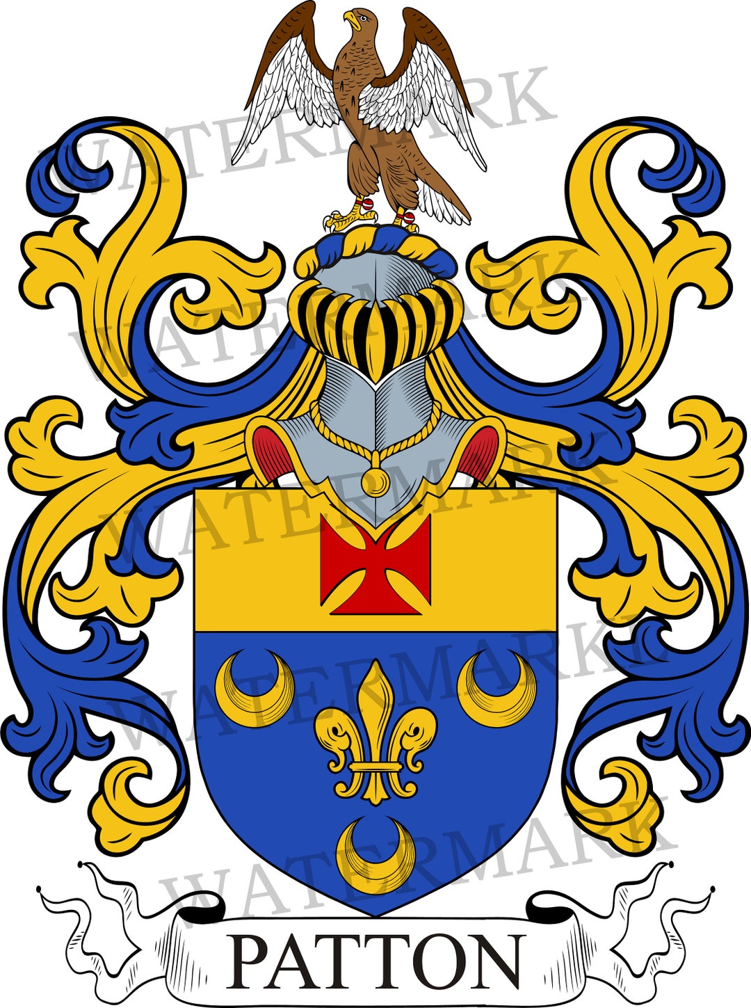 Patton Family Crest - Digital Download - Patton Coat of Arms JPG File ...