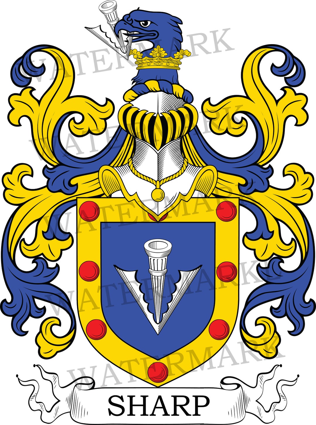 Sharp Family Crest - Digital Download - Sharp Coat of Arms JPG File ...