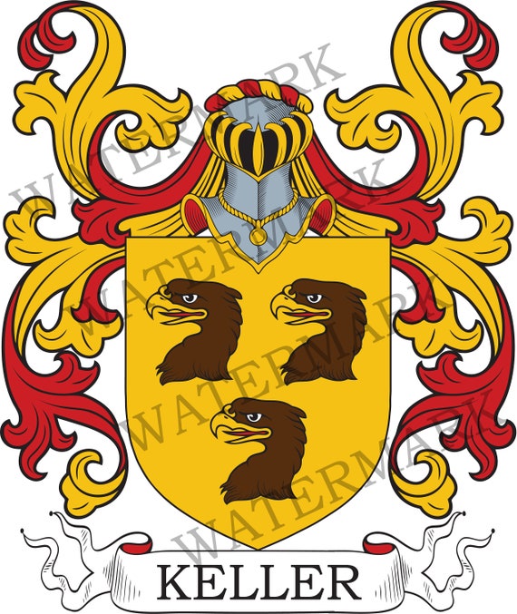 Keller Family Crest Digital Download Keller Coat of Arms - Etsy