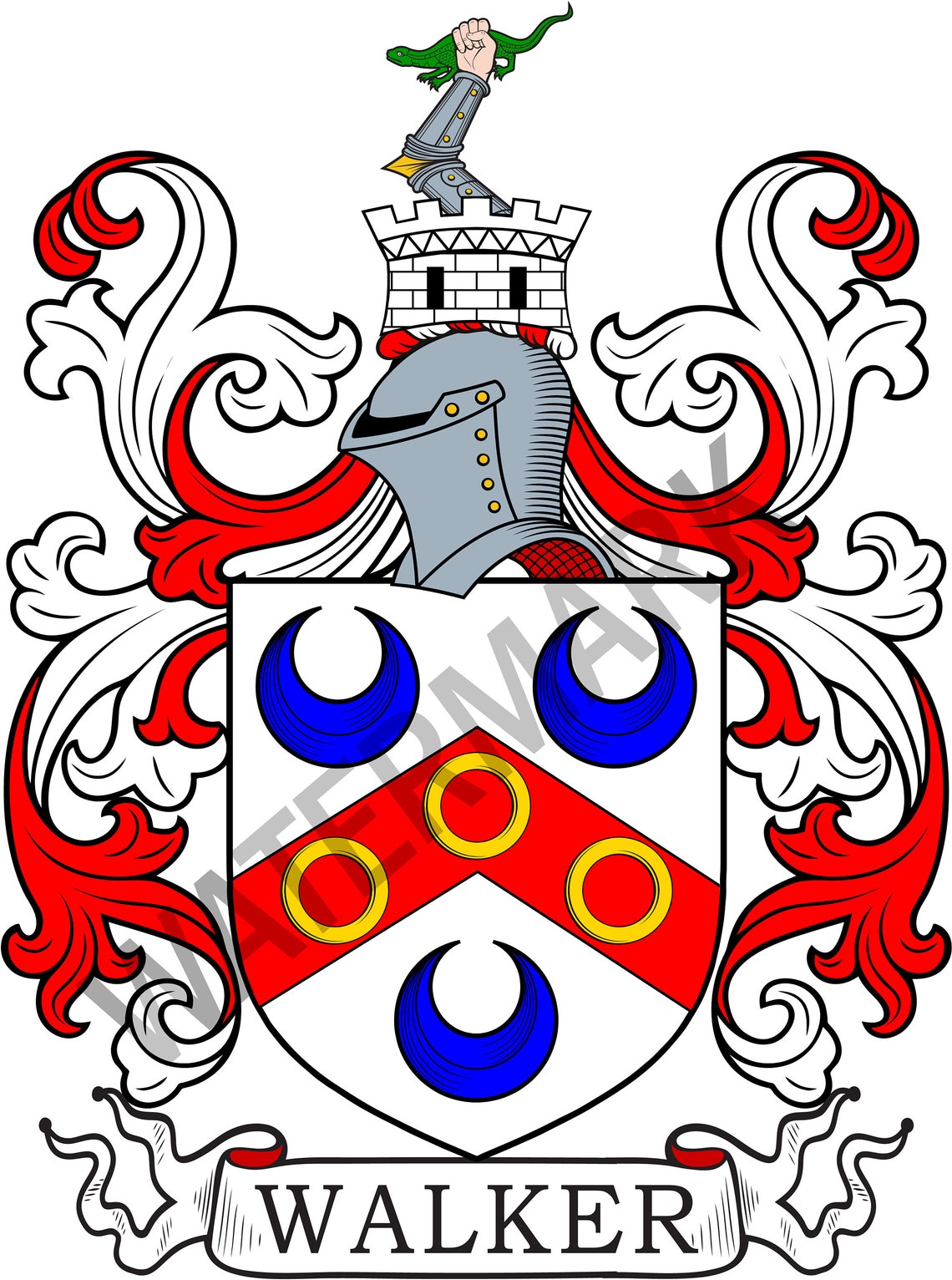 Walker Family Crest - Digital Download - Walker Coat of Arms JPG File ...