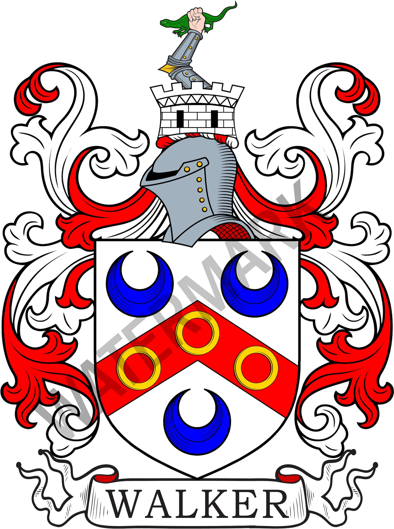 Walker Family Crest - Digital Download - Walker Coat of Arms JPG File ...