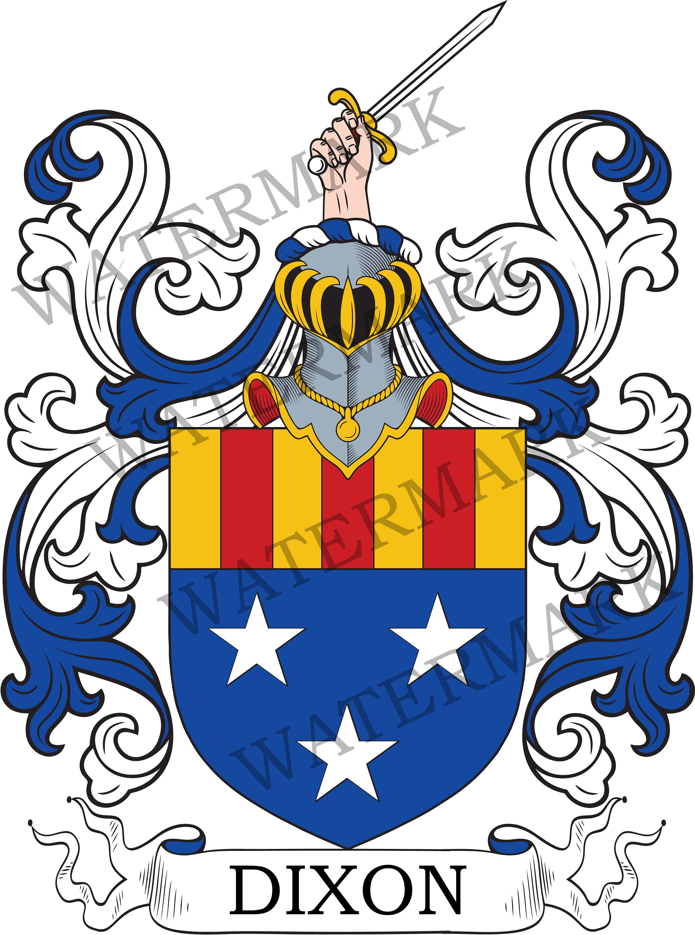 Dixon Family Crest - Digital Download - Dixon Coat of Arms JPG File ...