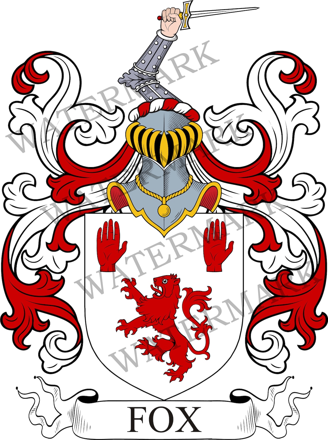 Fox Family Crest Digital Download Fox Coat of Arms JPG File Heraldry ...