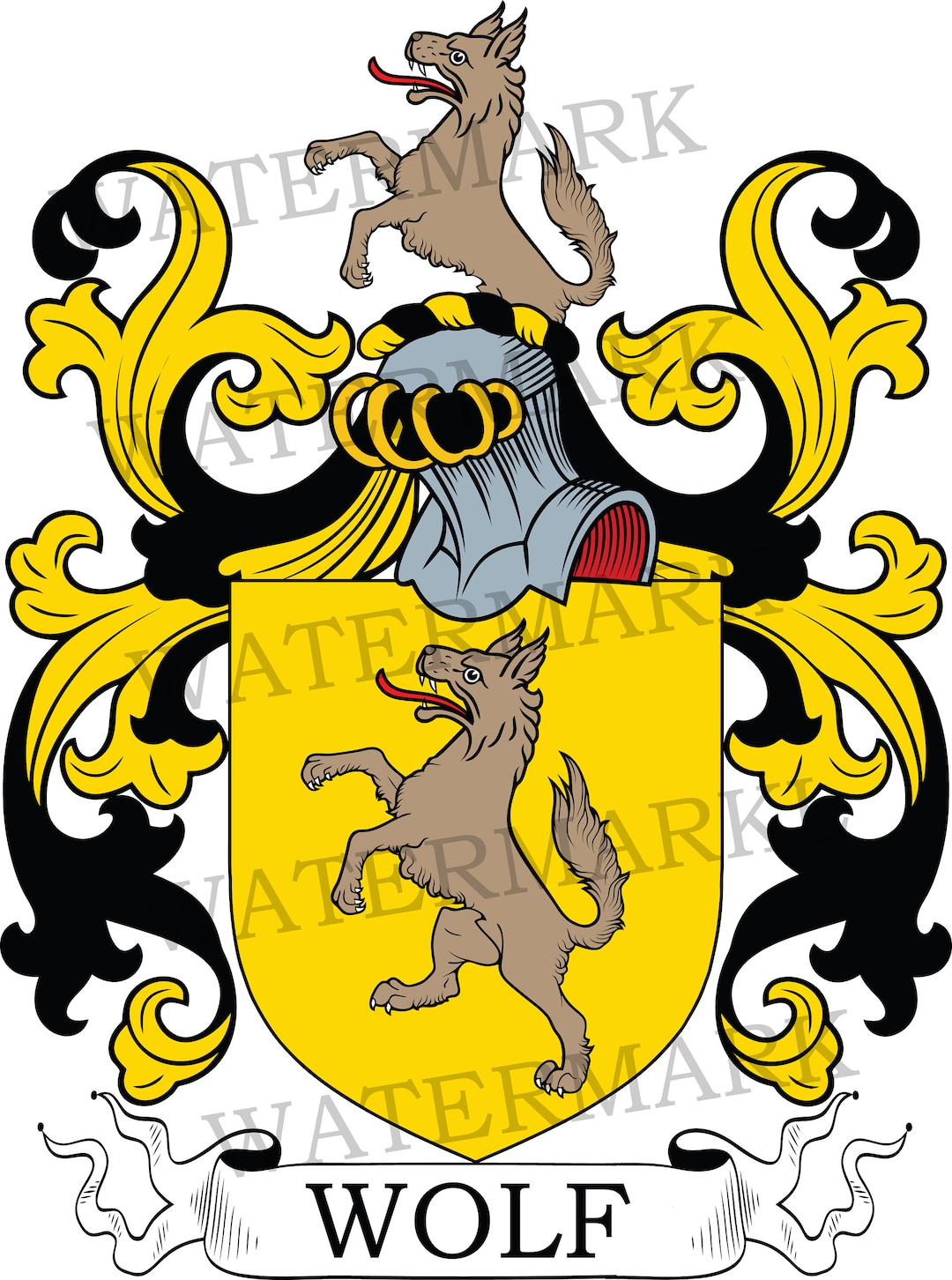 Wolf Family Crest (germany) - Digital Download - Wolf Coat of Arms JPG ...