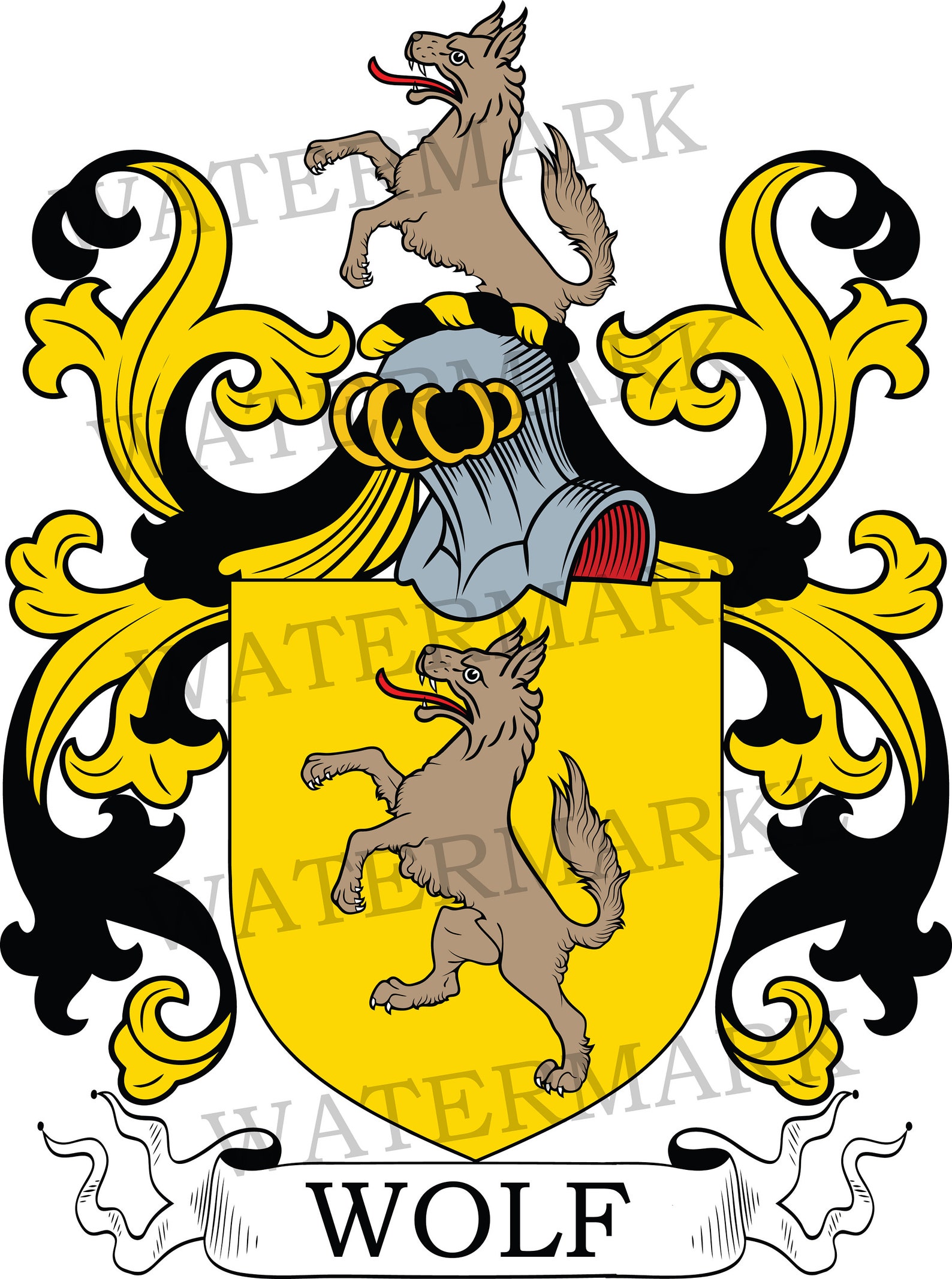 Wolf Family Crest germany Digital Download Wolf Coat of Arms JPG File ...