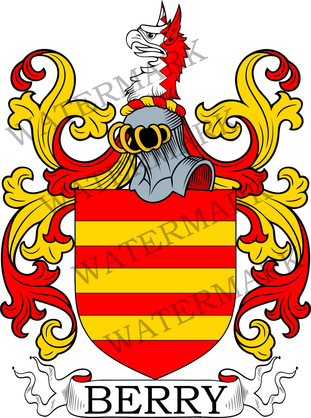 Berry Family Crest - Digital Download - Berry Coat of Arms JPG File ...