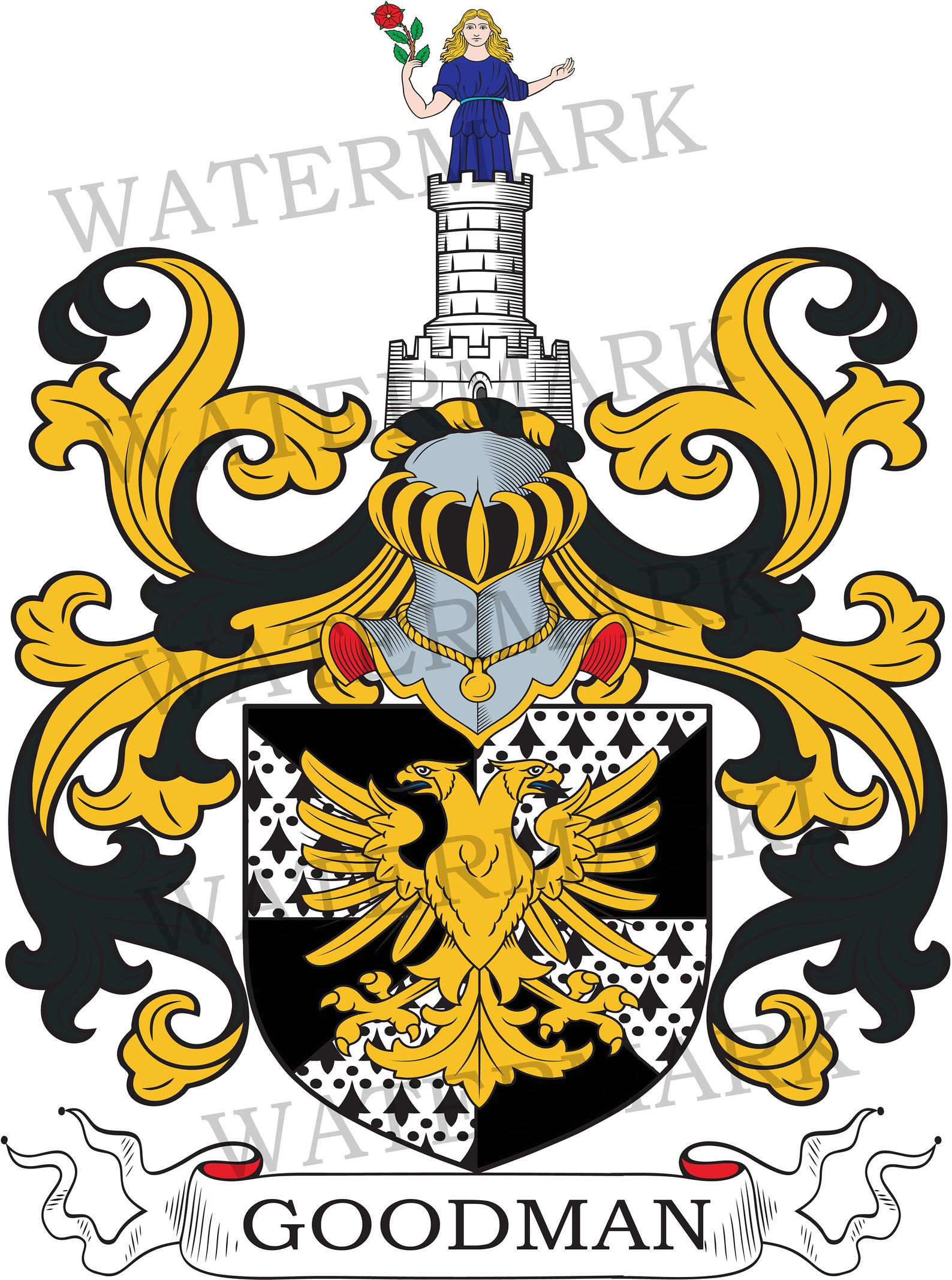 Goodman Family Crest - Digital Download - Goodman Coat of Arms JPG File ...