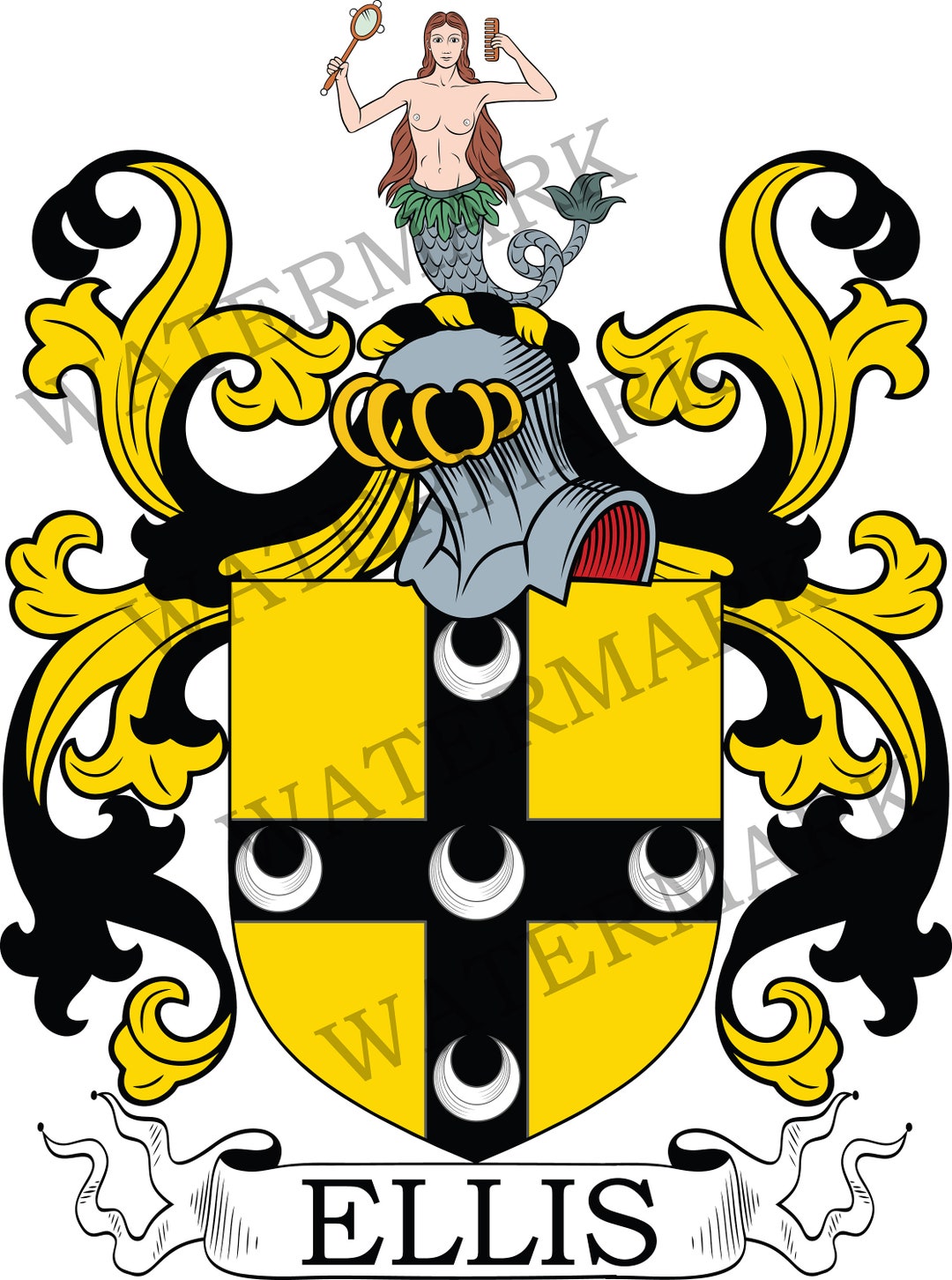 Ellis Family Crest - Digital Download - Ellis Coat of Arms JPG File ...