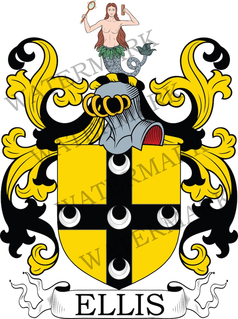 Ellis Family Crest - Digital Download - Ellis Coat of Arms JPG File ...