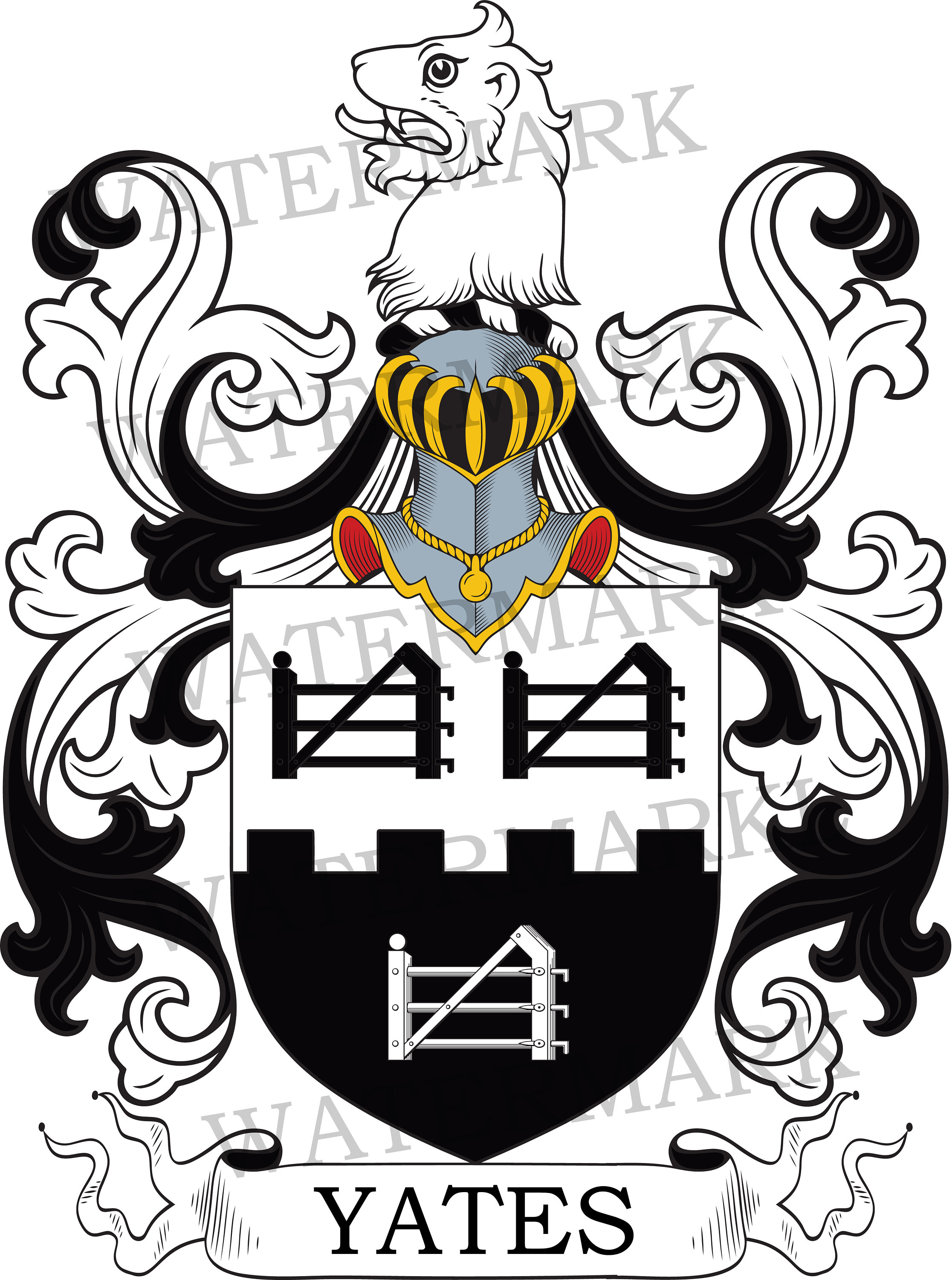 Yates Family Crest - Digital Download - Yates Coat of Arms JPG File ...