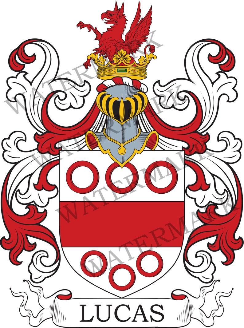 Lucas Family Crest Digital Download Lucas Coat of Arms JPG File ...