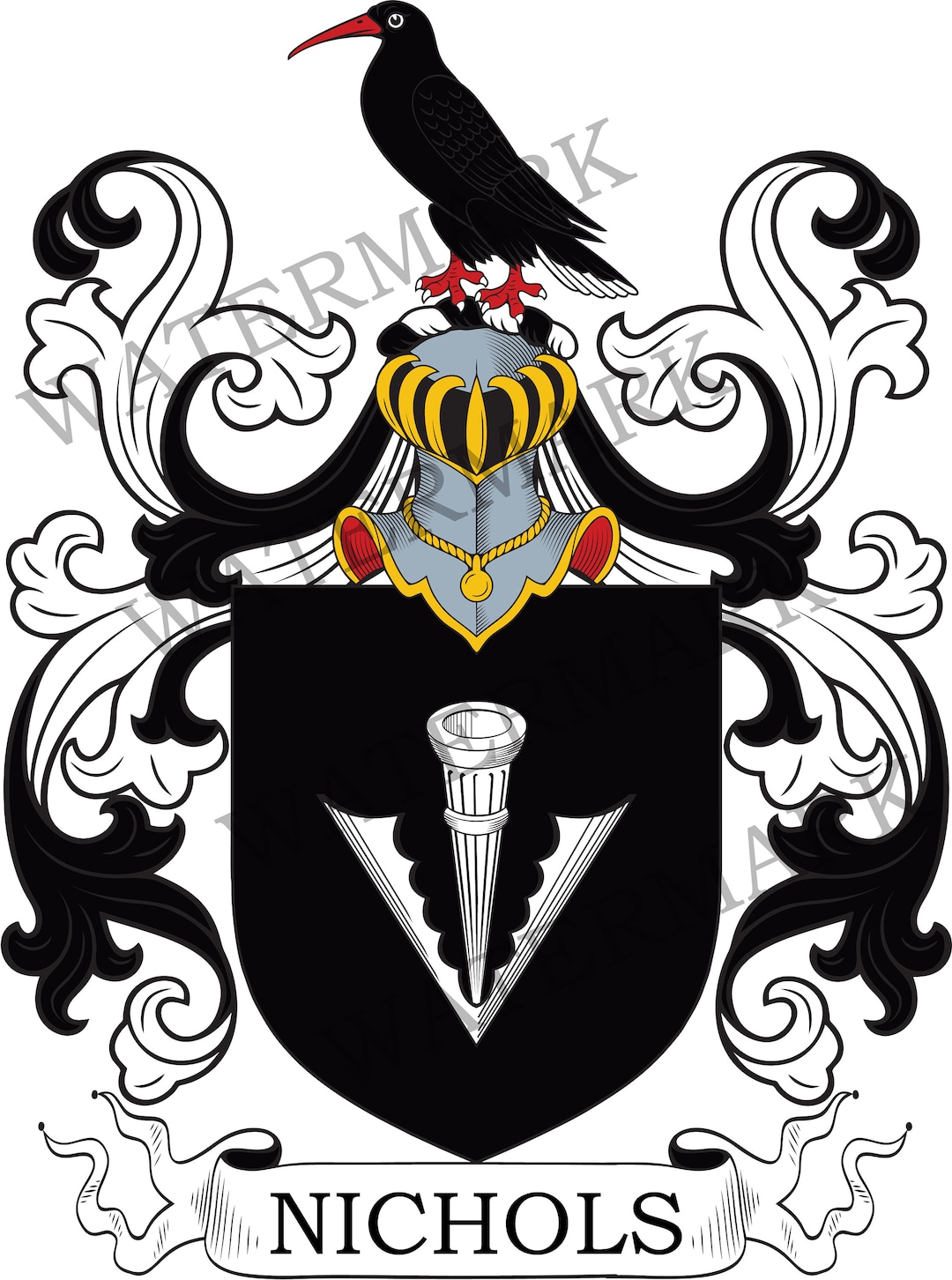Nichols Family Crest - Digital Download - Nichols Coat of Arms JPG File ...