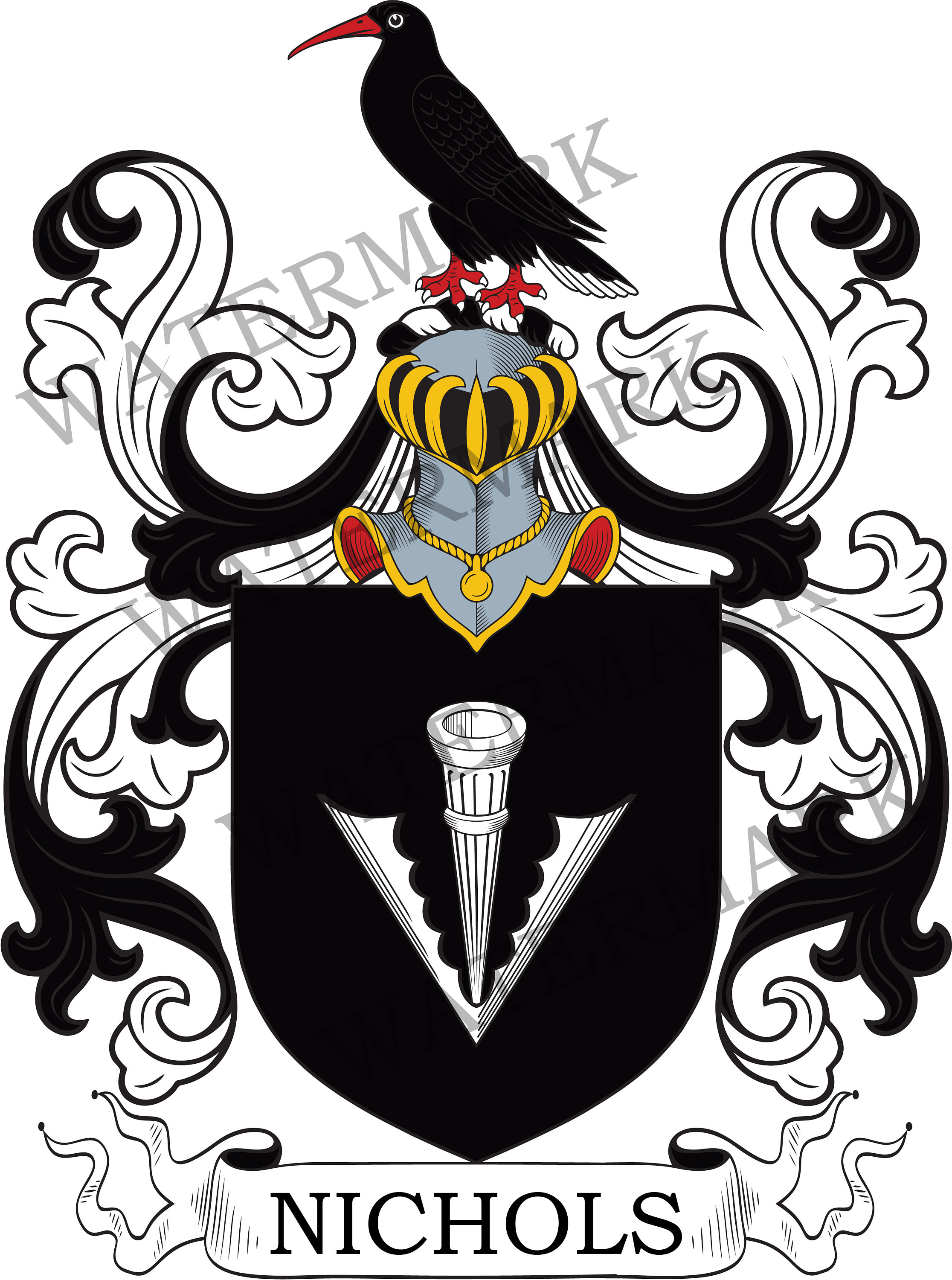 Nichols Family Crest - Digital Download - Nichols Coat of Arms JPG File ...