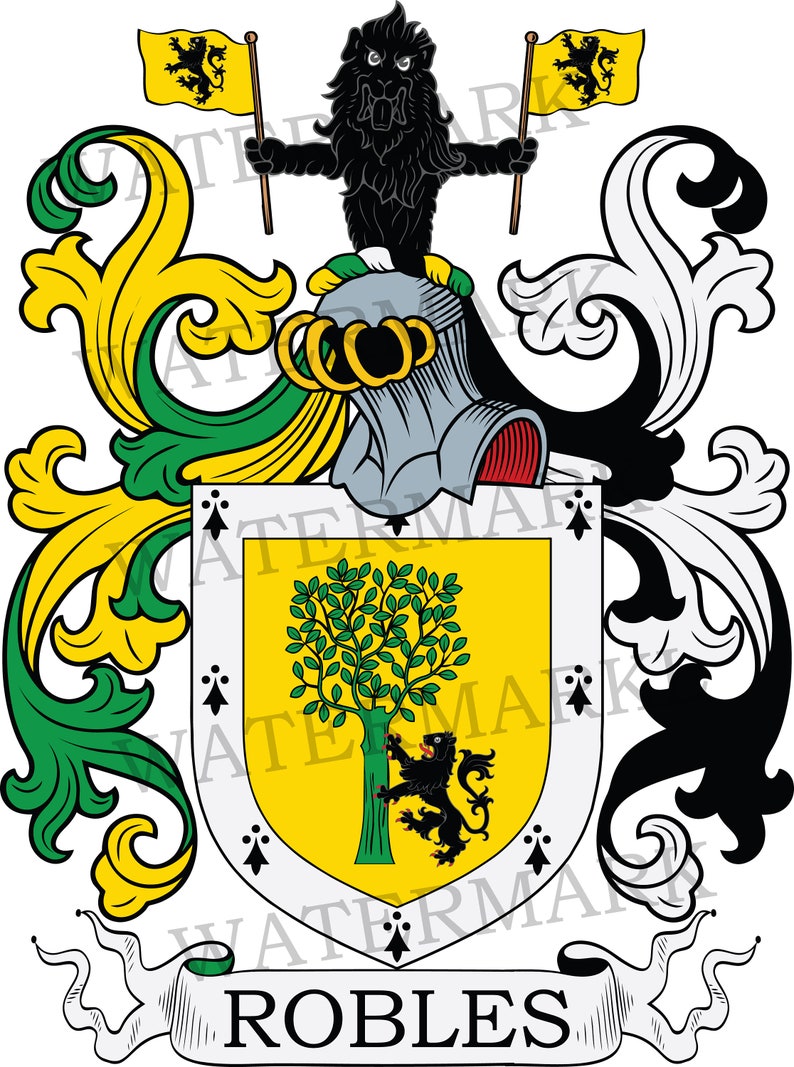 Robles Family Crest - Digital Download - Robles Coat of Arms JPG File ...