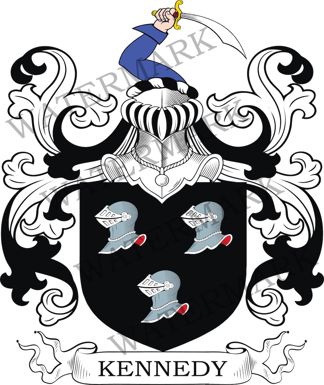 Kennedy Family Crest - Digital Download - Kennedy Coat of Arms JPG File ...