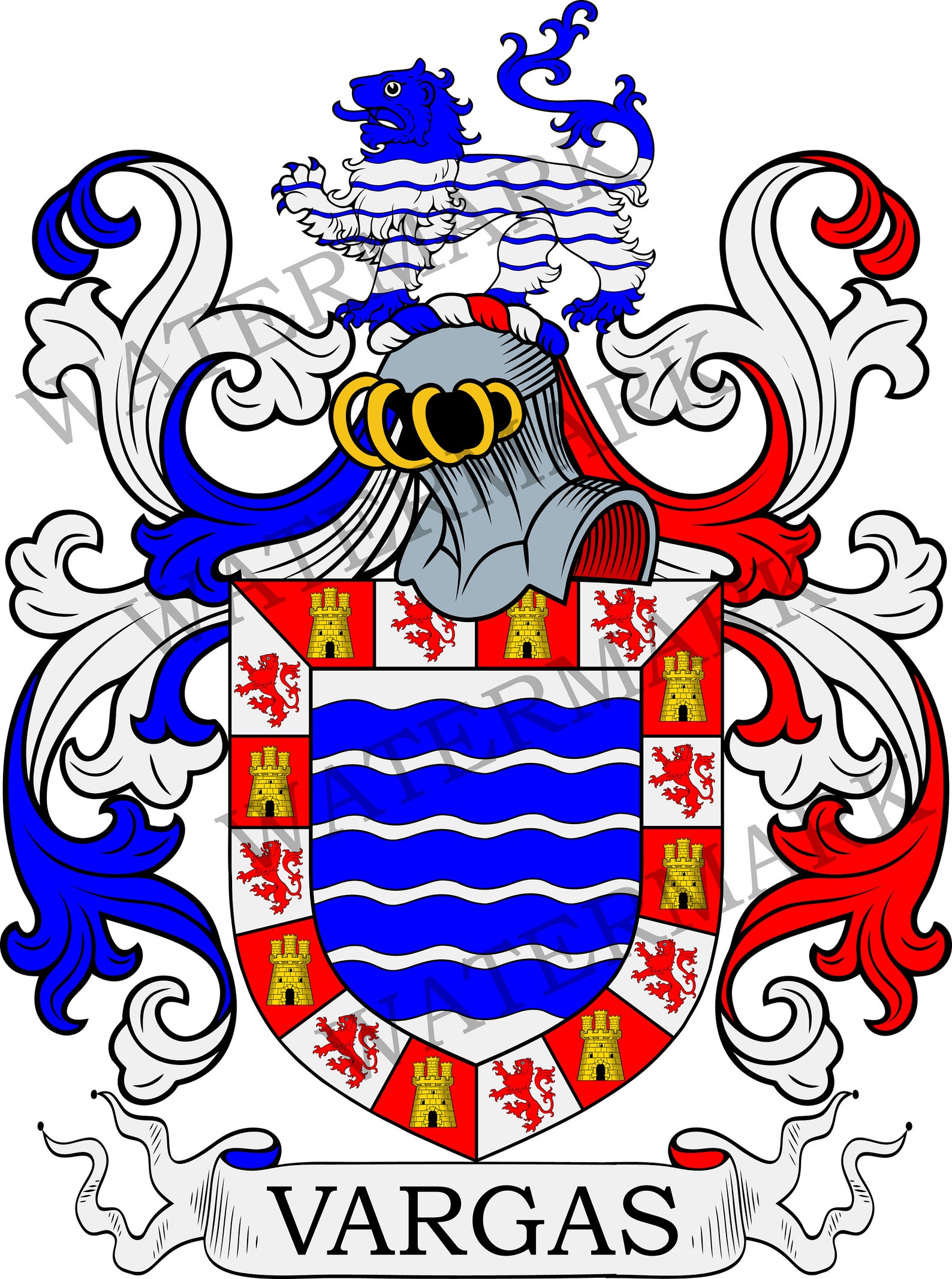 Vargas Family Crest - Digital Download - Vargas Coat of Arms JPG File ...