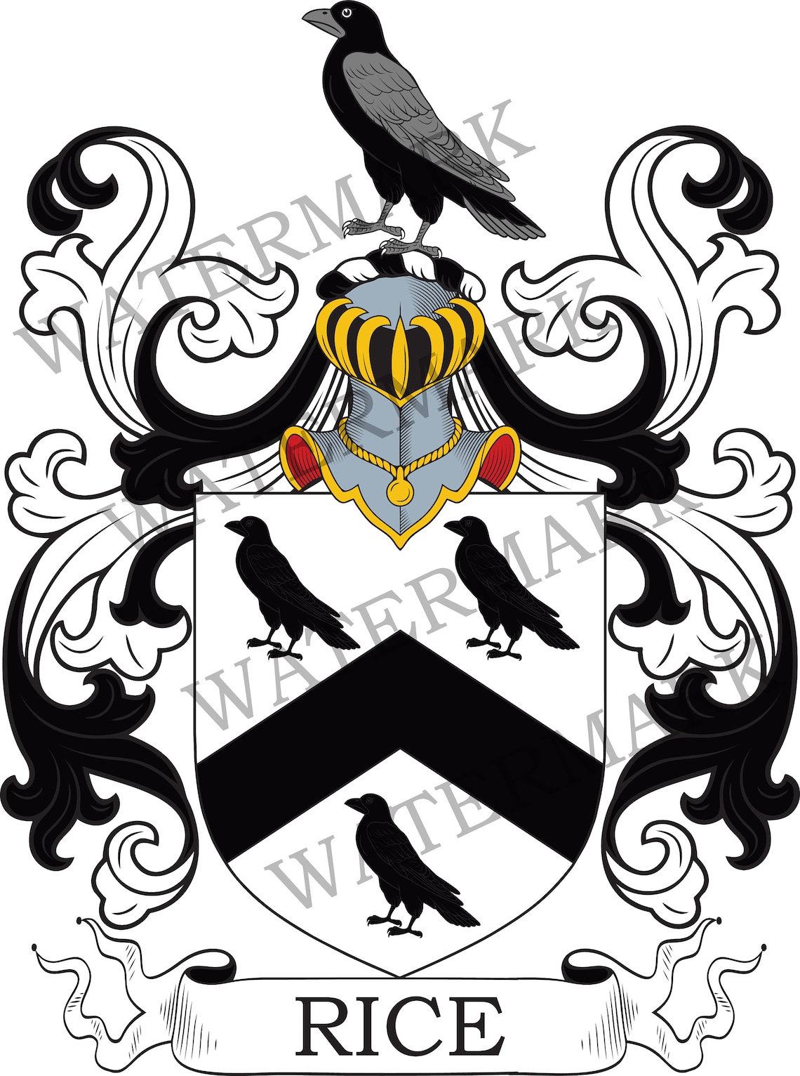 Rice Family Crest - Digital Download - Rice Coat of Arms JPG File ...